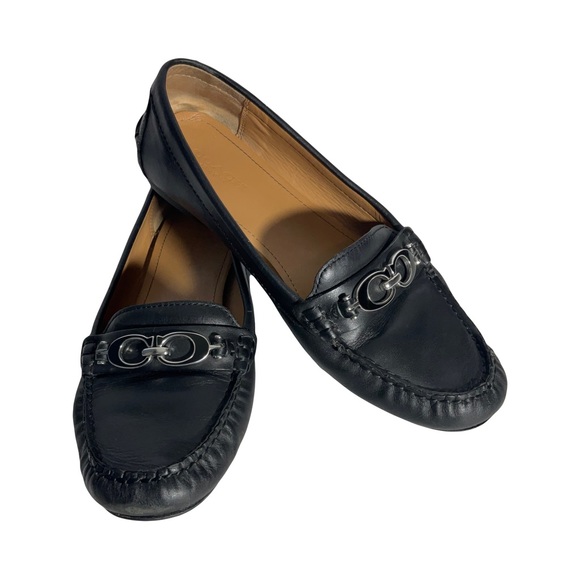Coach | Shoes | Coach Fortunata Black Soft Leather Loafer Navy Wiconic ...